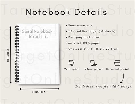 Spiral Notebook Size Chart Printify Notebook Size Chart Spiral Journal Care Card Ruled Lined
