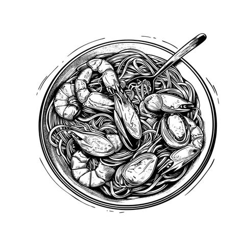 Pasta Clipart Black And White