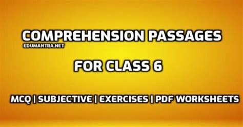 Unseen Passage For Class 6 Archives Edumantra