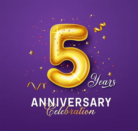 Happy 5 Year Anniversary 5 Years Anniversary Vector Art Png Happy 5