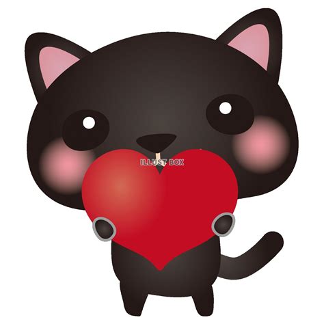 無料イラスト 黒ねこ大ハート