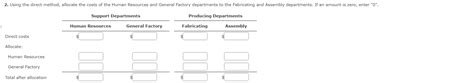 Solved Direct Method Of Support Department Cost Allocation
