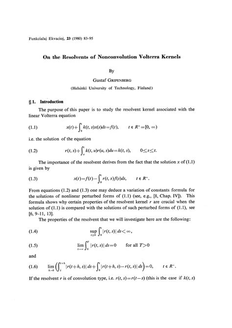 Pdf On The Resolvents Of Nonconvolution Volterra Kernels