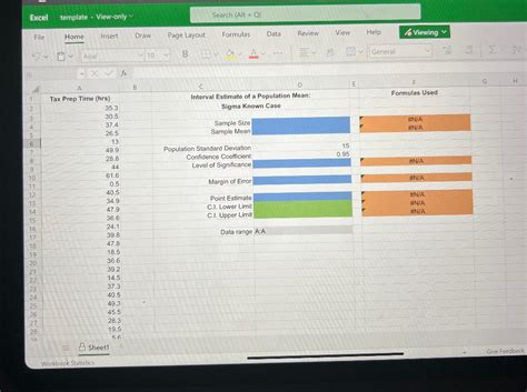 Solved Excel Activity Confidence Interval for Mean σ Chegg