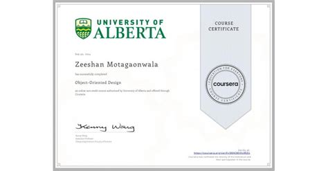 Zeeshan Ali On Linkedin Completion Certificate For Object Oriented Design
