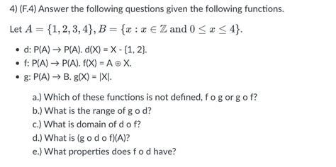 Solved 4 F 4 Answer The Following Questions Given The