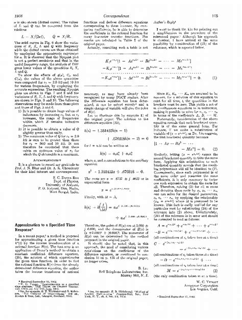 Authors Reply To Comments On Approximation To A Specified Time Response Ieee Journals