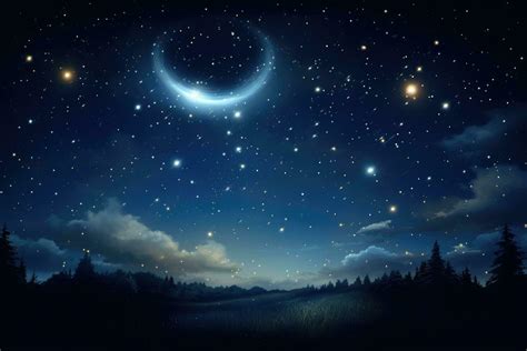 Ai Generated Night Sky With Moon And Stars Elements Of This Image