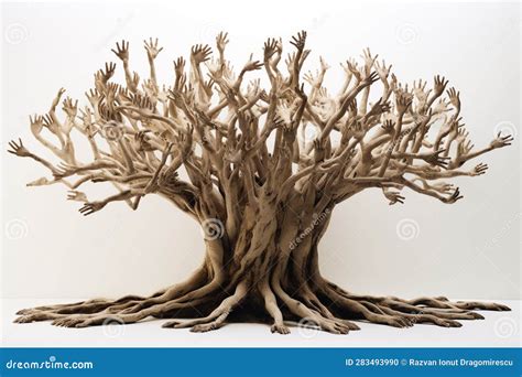 Tree Formed Entirely By Interconnected Human Figures Symbolizing Unity And Interconnectedness