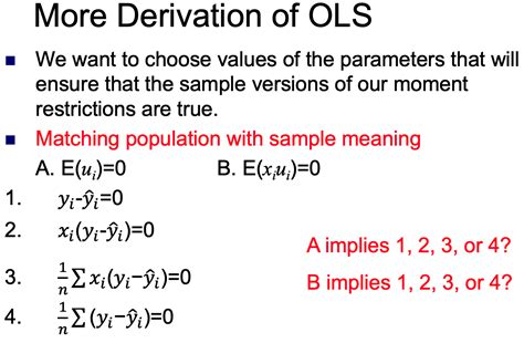 Solved More Derivation Of Ols We Want To Choose Values Of
