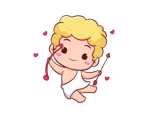 Premium Vector Cute Cupid Cartoon Character With Arrow Valentines Day Event Isolated White