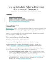 How To Compute Retained Earnings Docx How To Calculate Retained Earnings Formula And Examples
