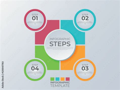 Vector De Stock Four Step Infographic Template Process Stages Guide Steps Diagram Plan