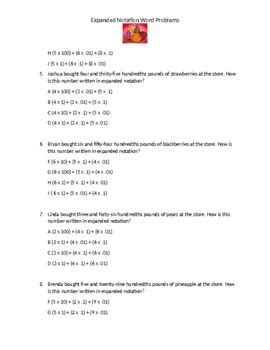 Expanded Notation Word Problems By Mr Daues Workshop TPT