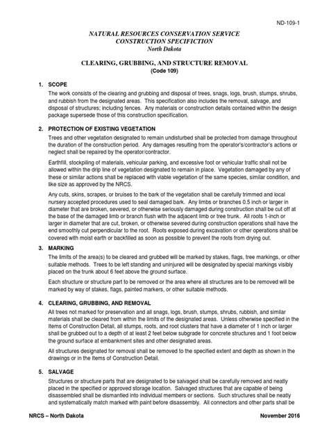 Clearing Grubbing And Structure Removal Natural Resources