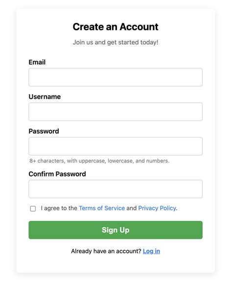 Registration Sign Up Form Template
