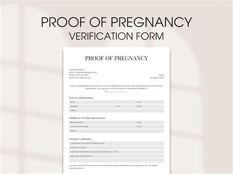 Verification Proof Of Pregnancy Form Template Consent Form Editable