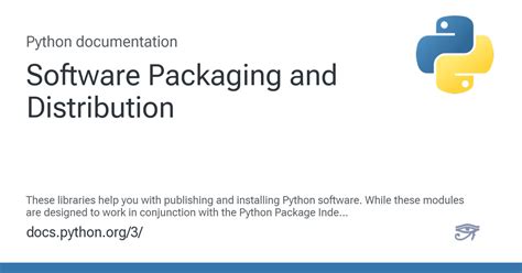 Software Packaging And Distribution — Python 3137 Documentation
