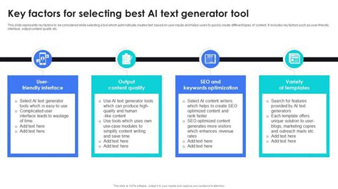 Key Factors For Selecting Best Ai Text Generator Ai Content Generator Platform Ai Ss V Ppt Sample