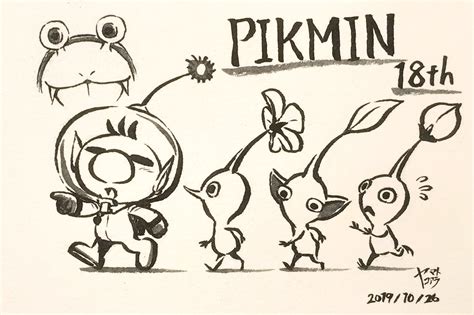 Olimar Red Pikmin Blue Pikmin Yellow Pikmin And Bulborb Pikmin Drawn By Yamato Koara
