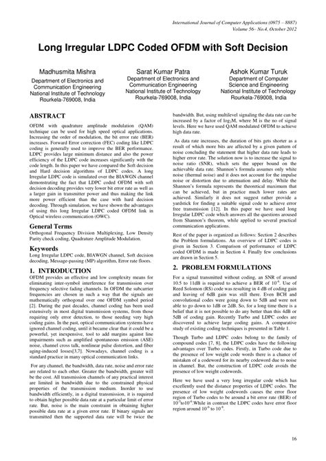 Pdf Long Irregular Ldpc Coded Ofdm With Soft Decision