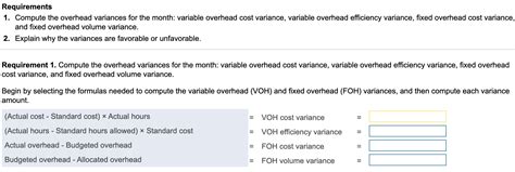 Solved Requirements 1 Compute The Overhead Variances For