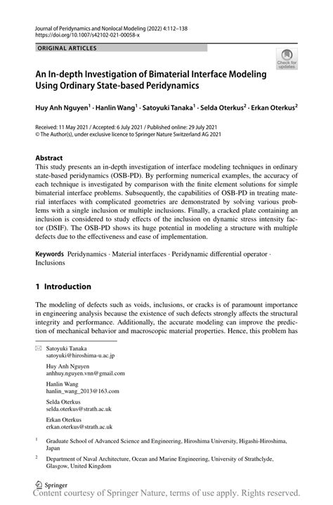 An In Depth Investigation Of Bimaterial Interface Modeling Using Ordinary State Based
