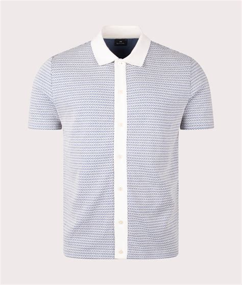 Regular Fit Ps Paul Smith Button Front Polo Shirt In Off White Eqvvs