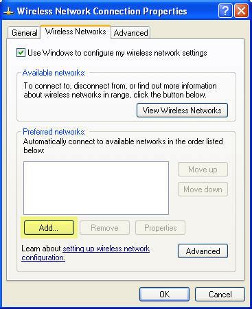 Wireless Setup On XP Using Windows Wireless Configuration Tool Information Technology Services