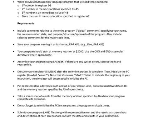Solved Write An Mc68000 Assembly Language Program That
