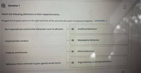 Solved Question 7match The Following Definitions To Their