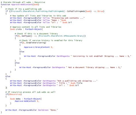 Automatic Publishing Of Contents On Sharepoint By Powershell Script