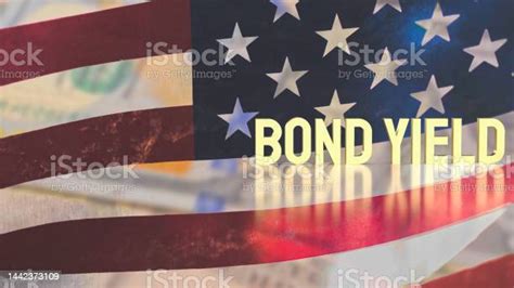 비즈니스 개념 3d 렌더링을 위한 미국 국기 배경의 금 채권 수익률 3차원 형태에 대한 스톡 사진 및 기타 이미지 3차원