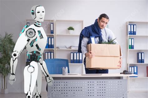 The Concept Of Robots Replacing Humans In Offices Concept Of Robots Replacing Humans In Offices