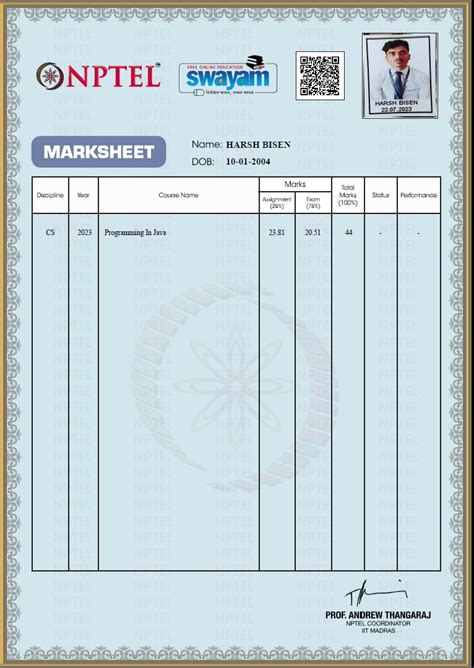 Harsh Bisen On Linkedin I Scored Marks And Passed The Exam Of Nptels Programming In Java