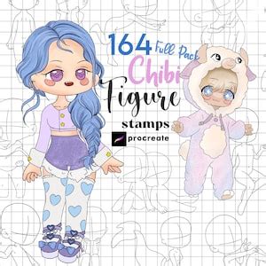 Procreate Chibi Pose Stamp Brush 164 Chibi Body Guides Procreate Chibi Couple Character Maker