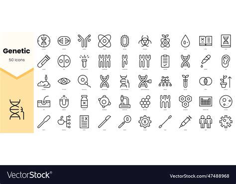 Set Of Genetic Icons Simple Line Art Style Icons Vector Image