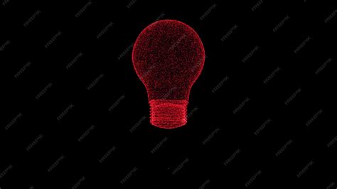 Premium Photo 3d Red Light Bulb On Black Background Object Consisting Of Flickering Particles