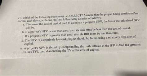 Solved Which Of The Following Statements Is CORRECT Chegg