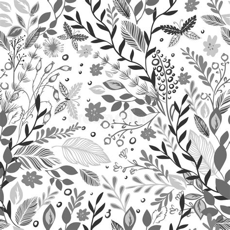 Seamless Pattern Graphic Leaves From Lines Vector Illustration Free Hand Drawn Trellis Stock