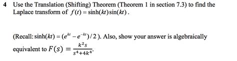 Solved 4 Use The Translation Shifting Theorem Theorem 1 Solved 4 Use The Translation Shifting Theorem Theorem 1