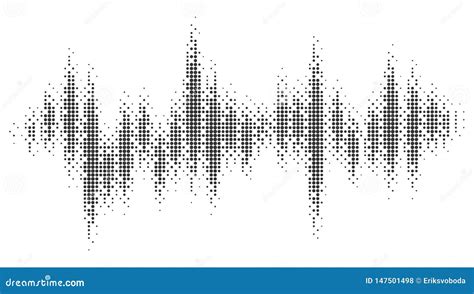 Halftone Pattern Audio Waveform Sound Wave Spectrum Modern Design Rhythm Of Heart Stock Vector
