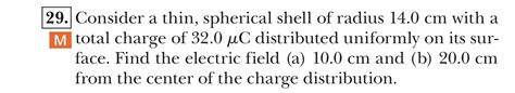 Solved Consider A Thin Spherical Shell Of Radius 140cm