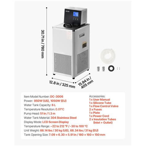 Vevor Laboratory Chiller Circulator 30℃ 100℃ 6 L Internal And