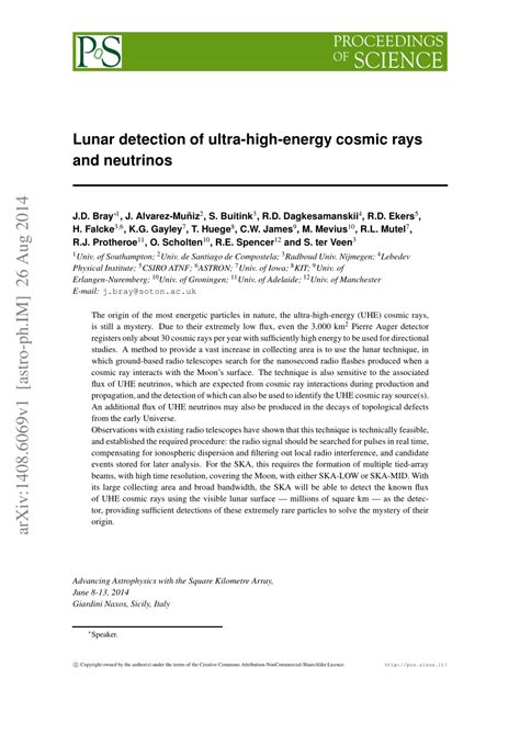 Pdf Lunar Detection Of Ultra High Energy Cosmic Rays And Neutrinos