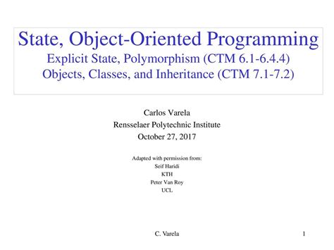 State Object Oriented Programming Explicit State Polymorphism Ctm 6