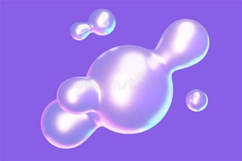 Abstract 3d Metaball Liquid Shape With Iridescent Holographic Effect