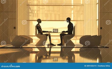 Automation Relationships Futuristic Ai Meeting With A Human In An