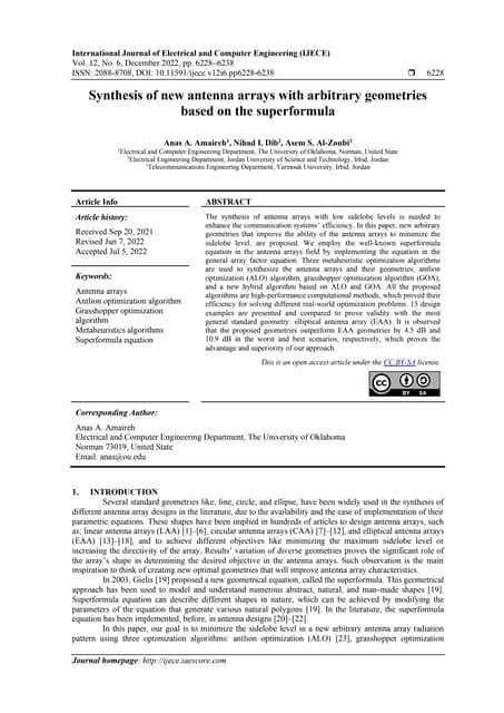 synthesis of new antenna arrays with arbitrary geometries based on the superformula pdf