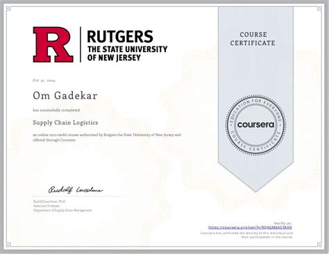 Om Gadekar On Linkedin Supplychainlogistics Coursera Rutgersthestateuniversityofnewjersey